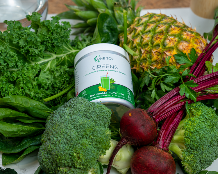 Greens + Pre & Probiotic with Digestive Enzymes – ONE SOL™ | Natural ...