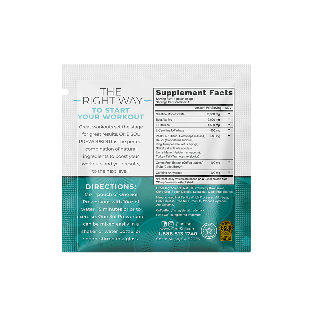 Pre-Workout Single Serving Sample – ONE SOL™ | Natural Plant Based ...